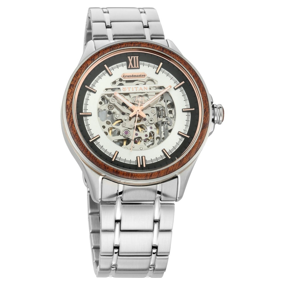 Buy Online Titan Grandmaster Silver Dial Automatic Metal Strap Watch ...