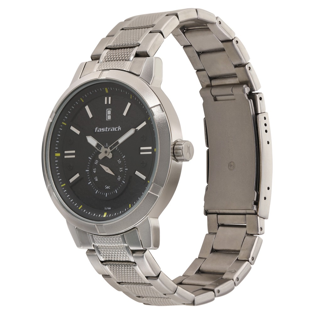Buy Online Fastrack Go Skate Quartz Analog with Day and Date Black Dial ...