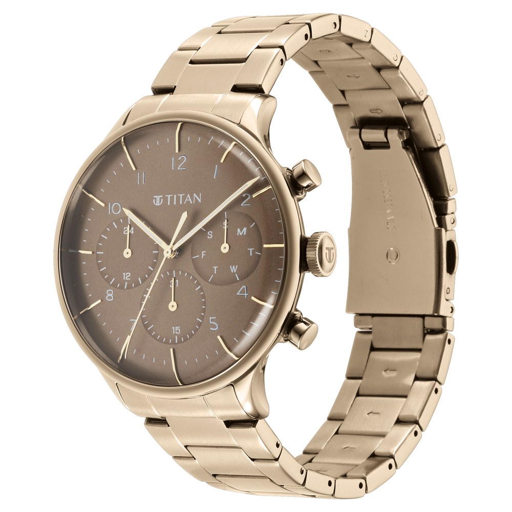 Buy Online Titan Urban Magic Brown Dial Multial Stainless Steel Strap ...