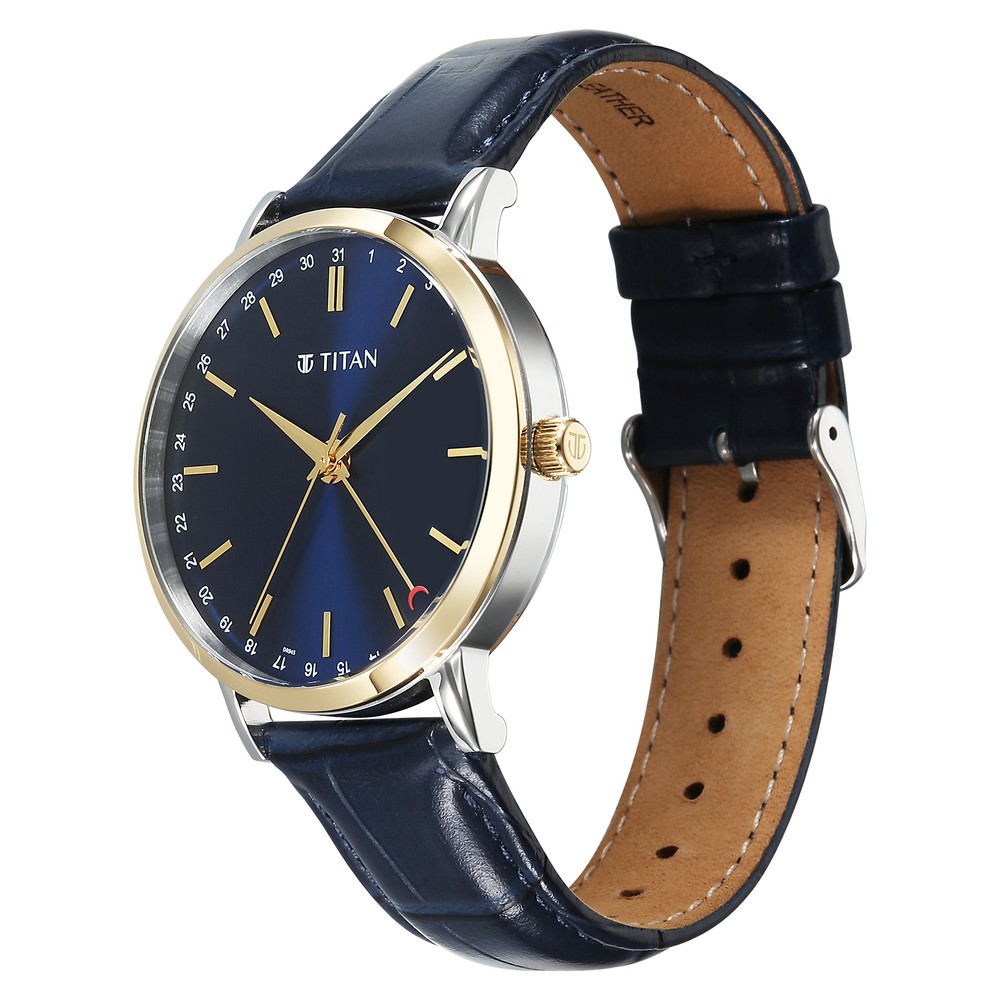 Buy Online Titan Elegance Analog with Date by Hand and Blue Dial Blue ...