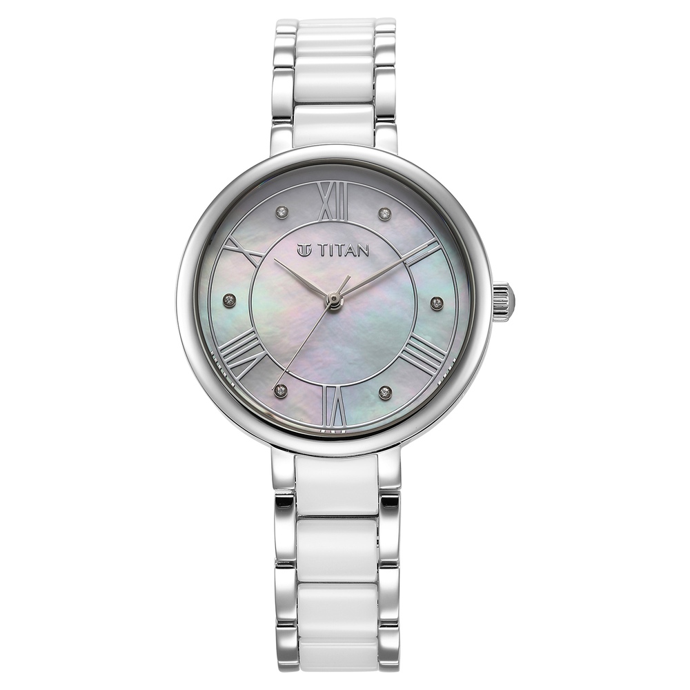 Buy Online Titan Purple ceramics Quartz Analog Mother Of Pearl Dial ...