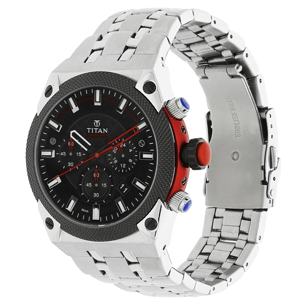 Buy Online Titan Quartz Analog Black Dial Watch for Men - 90030km01 | Titan