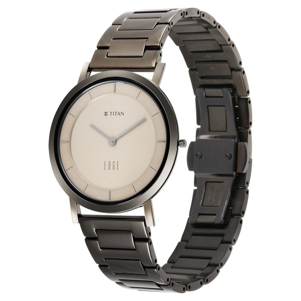 Buy Online Titan Edge Beige Dial Analog Stainless Steel Strap watch for ...