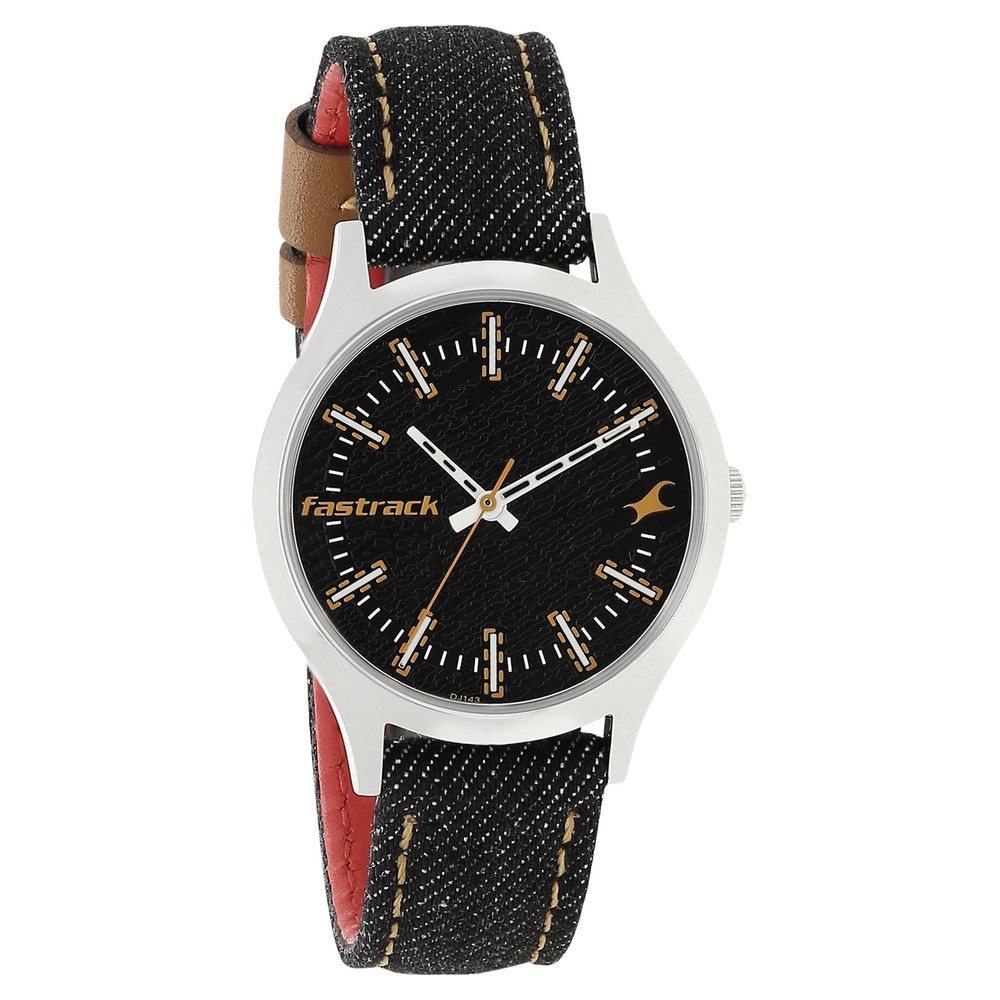 Buy Online Fastrack Denim Quartz Analog Black Dial Denim Strap Watch ...