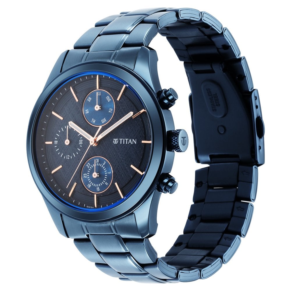Buy Online Titan Neo Splash Quartz Analog with Date Blue Dial Blue ...
