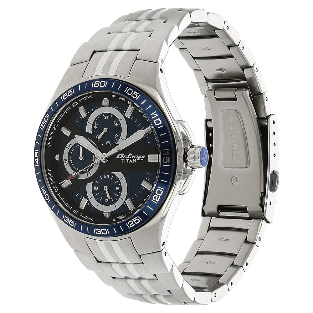 Buy Online Titan Quartz Multifunction Blue Dial Stainless Steel Strap ...