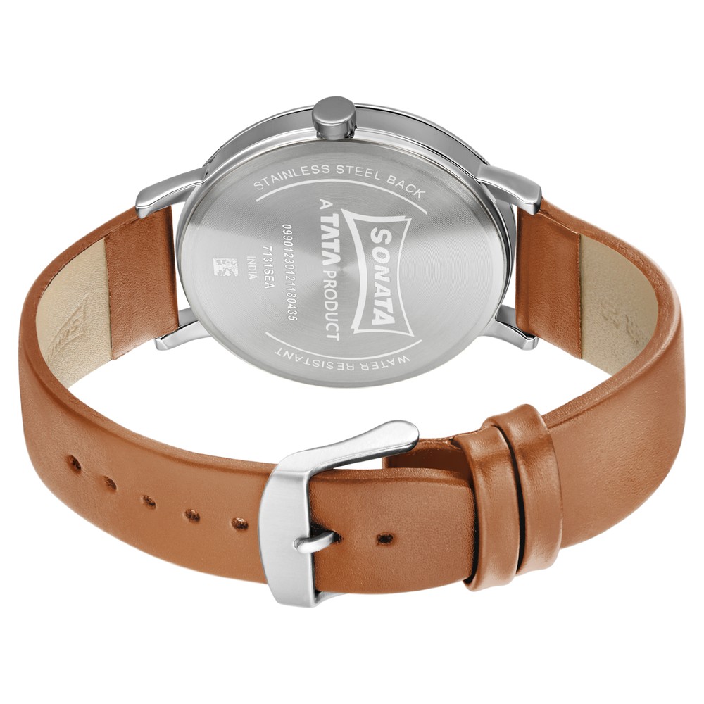Buy Online Sonata Quartz Analog with Date Leather Strap Watch for Men ...