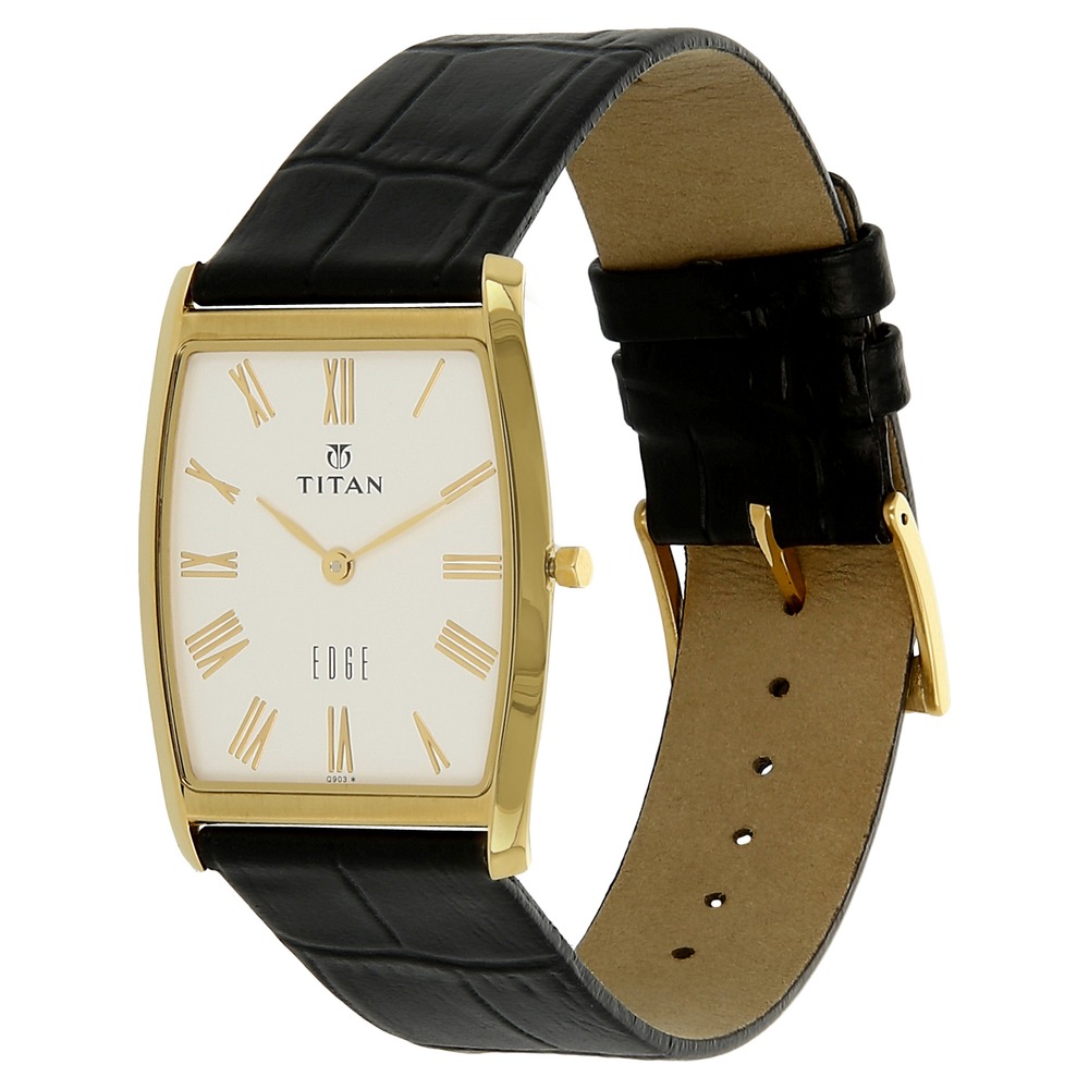 Buy Online Titan Edge Silver Tonneau Dial Analog Leather Strap watch ...