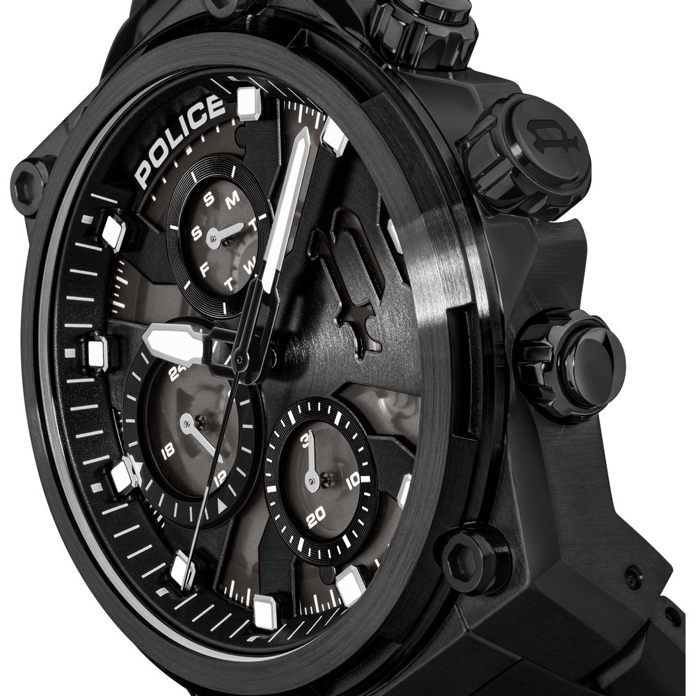 Buy Online Police Multifunction Black Dial Black Stainless Steel Strap ...