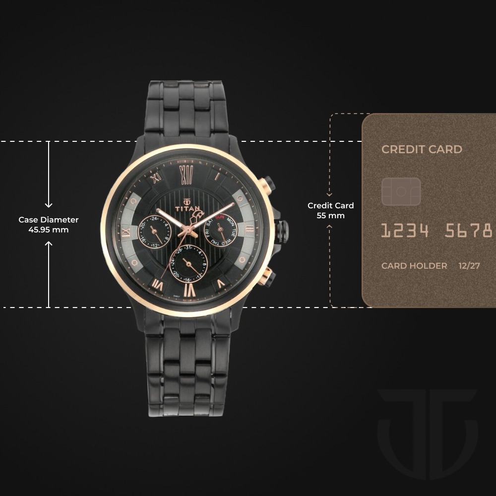 Buy Online Titan Grandmaster Black Dial Quartz Multifunction Metal ...