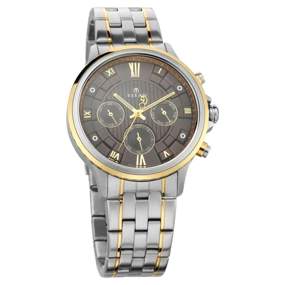 Buy Online Titan Grandmaster Brown Dial Quartz Multifunction Metal ...