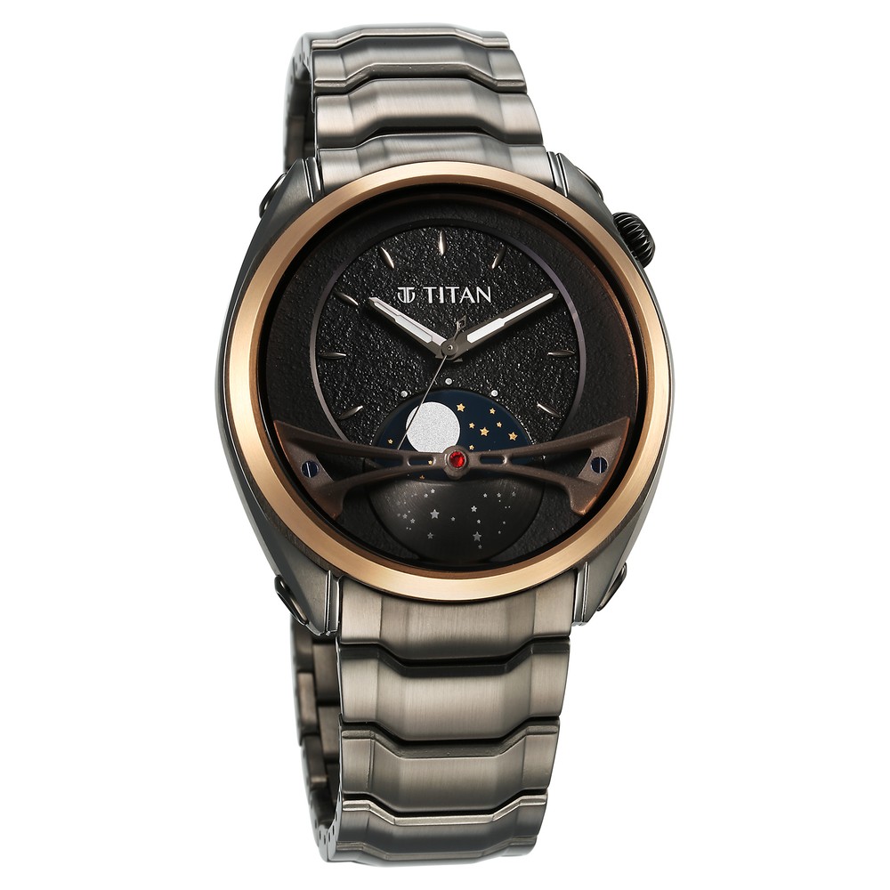 Buy Online Titan Stellar Quartz Multifunction Black Dial Stainless ...