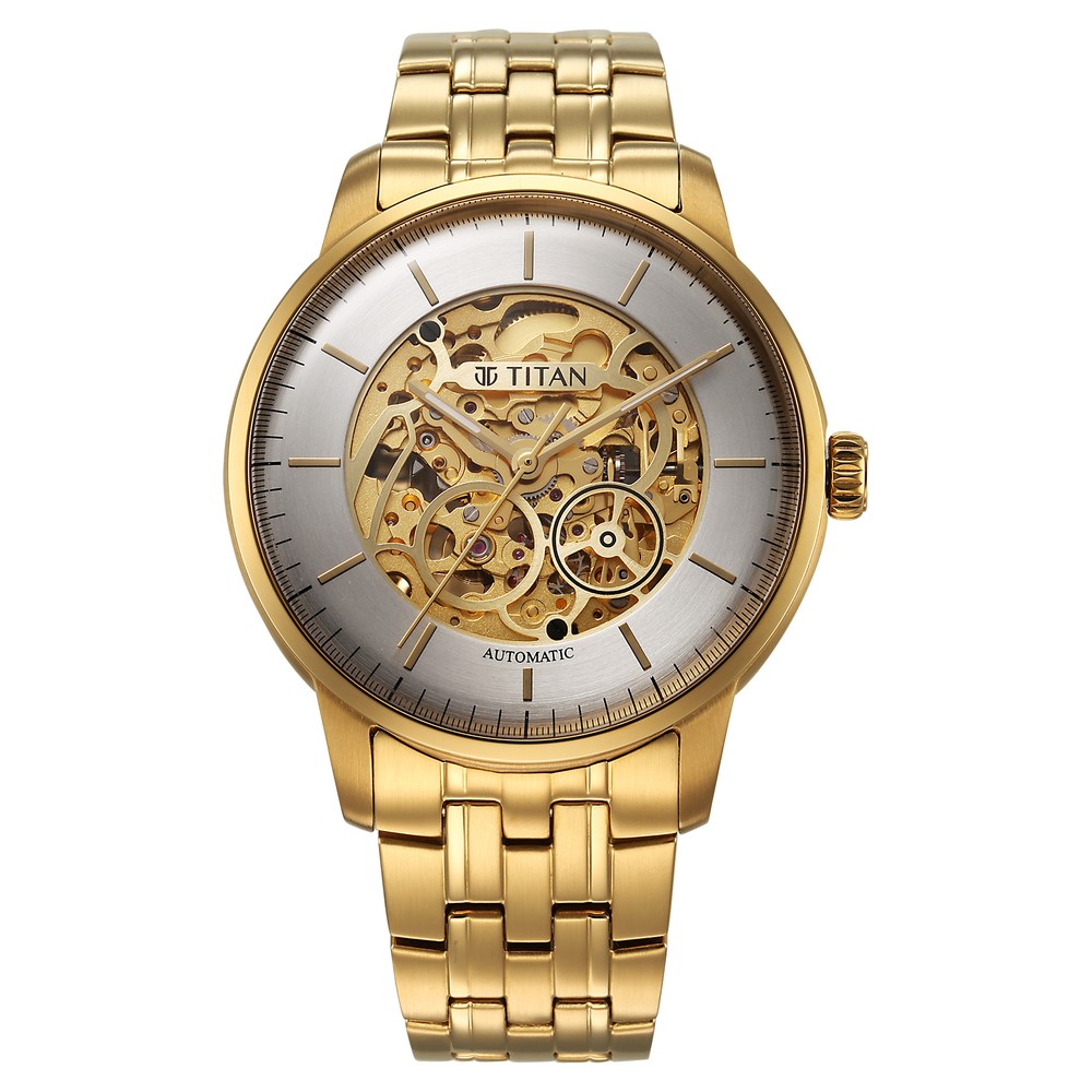 Buy Online Titan Golden Heart Skeletal Automatic Analog with Silver ...