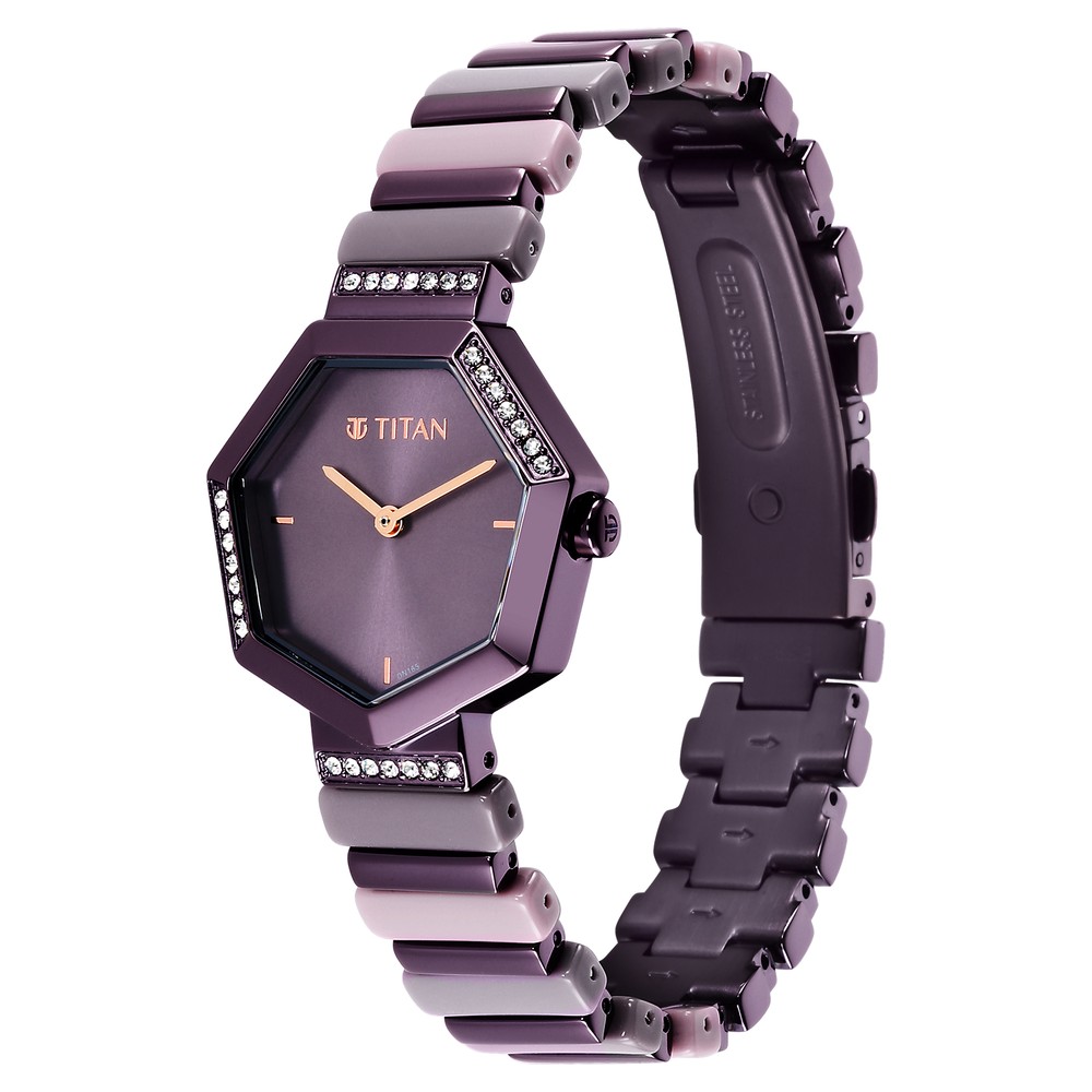 Buy Online Glitz Purple Dial Metal & Plastic Strap Watch for Women ...