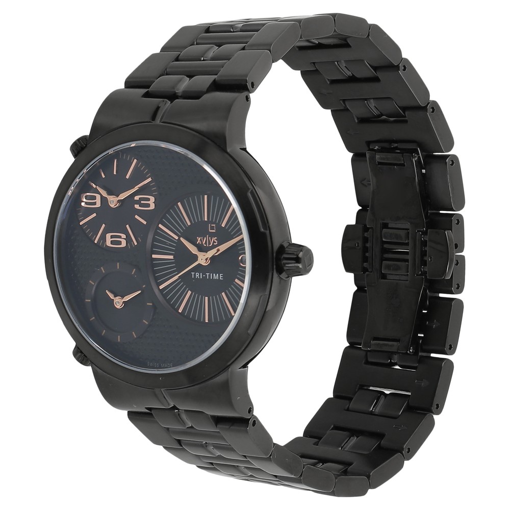 Buy Online Xylys Swiss Analog Black Stainless Steel Strap and Black ...