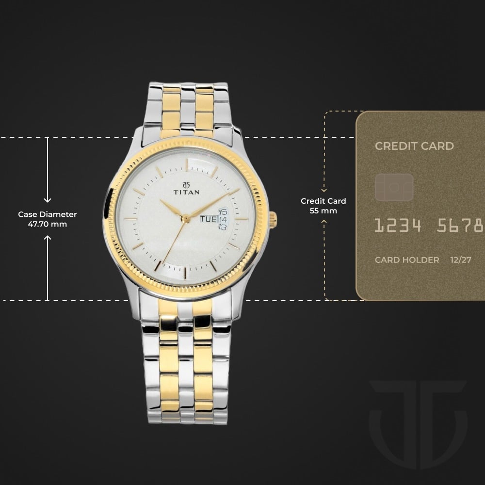 Buy Online Titan Quartz Analog with Day and Date Silver Dial Stainless ...