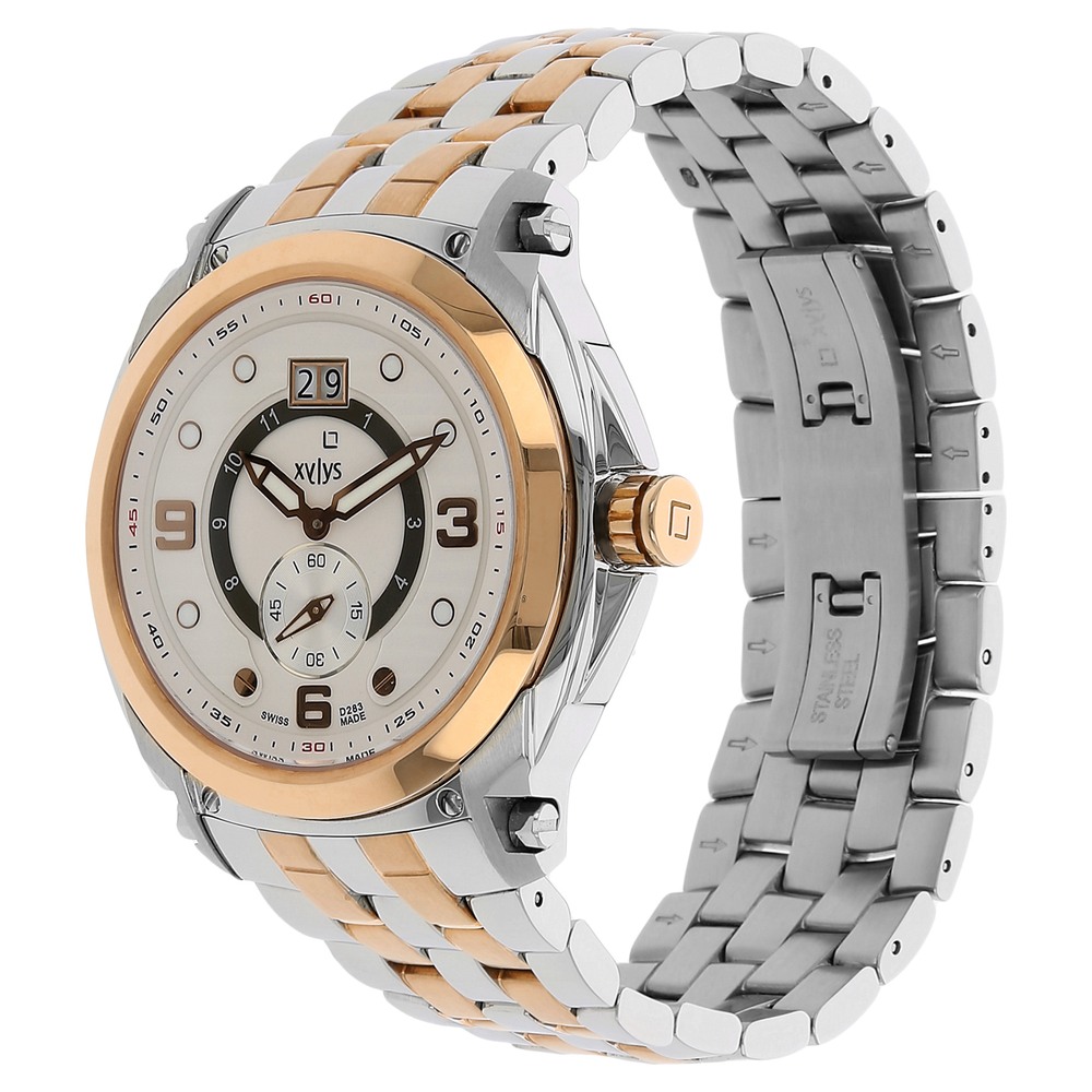 Buy Online Xylys Swiss Analog Two Toned Stainless Steel Strap and White ...