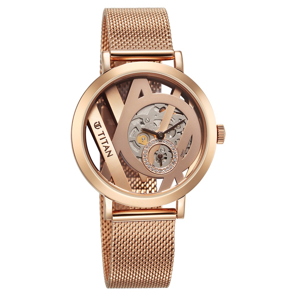 Buy Online Titan Purple Abstract Quartz Analog Rose Gold Stainless ...