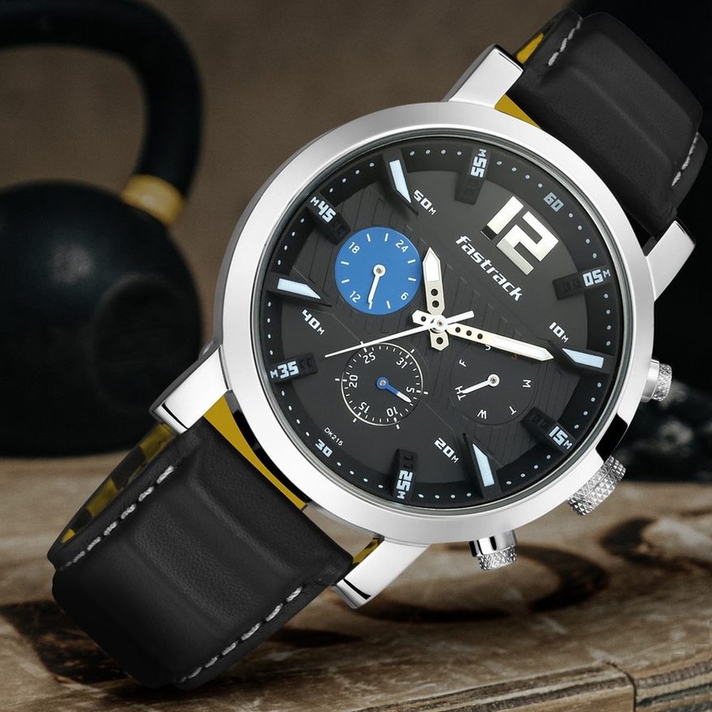 Buy Online Fastrack Fastfit Quartz Multifunction Black Dial Leather ...