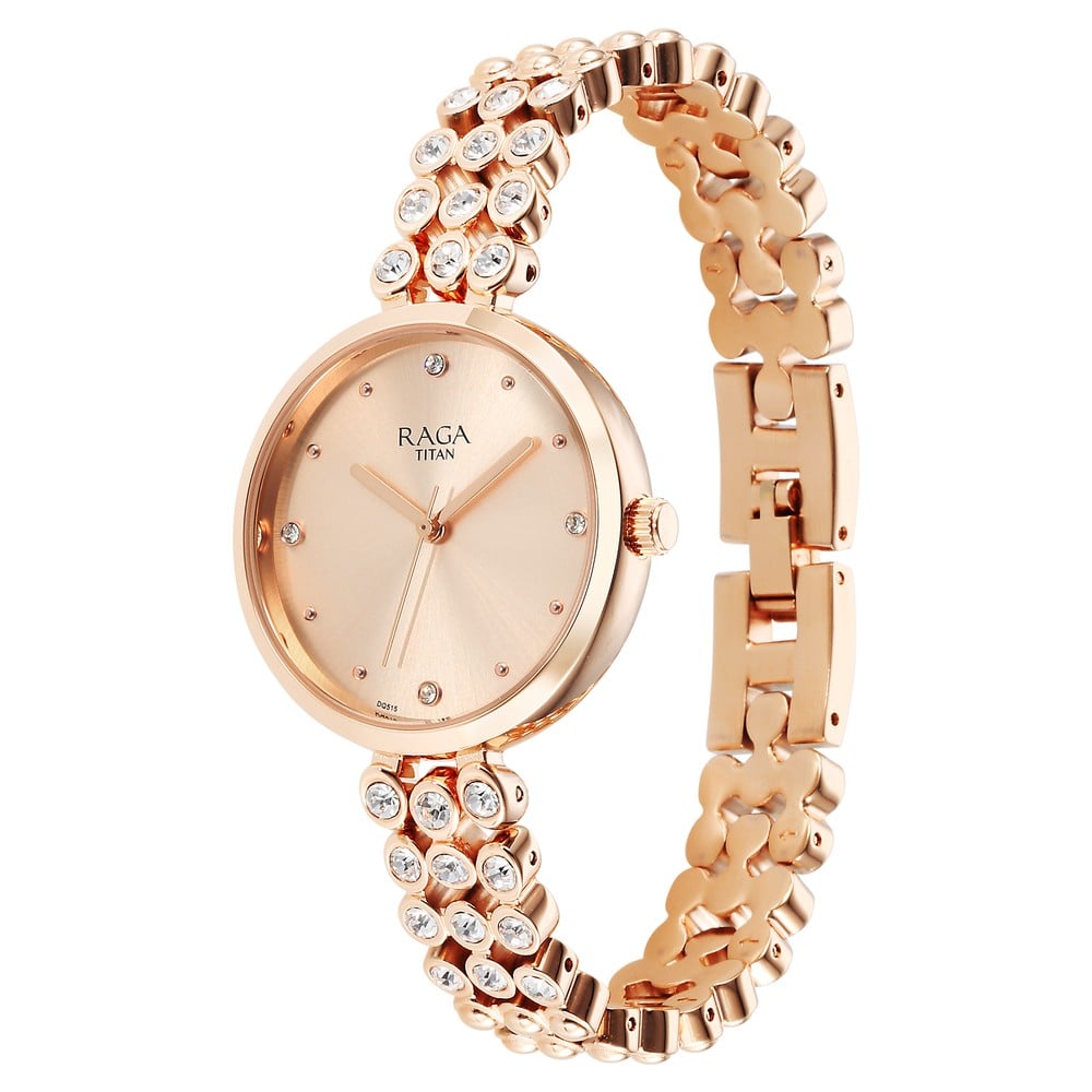 Buy Online Titan Raga Showstopper Quartz Analog Rose Gold Dial Metal ...