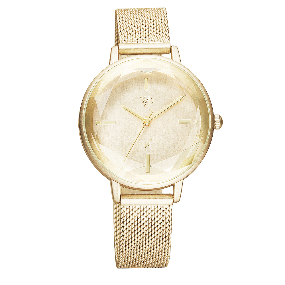 Buy Online Fastrack Vyb Aurora Quartz Analog Golden Dial Stainless ...