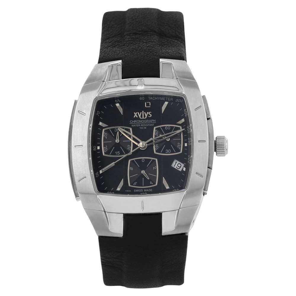 Buy Online Xylys Quartz Chronograph Black Dial Leather Strap Watch for ...