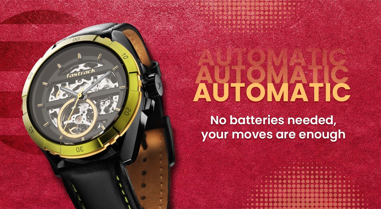 Buy Online Fastrack Automatics Black Dial Black Stainless Steel Strap ...