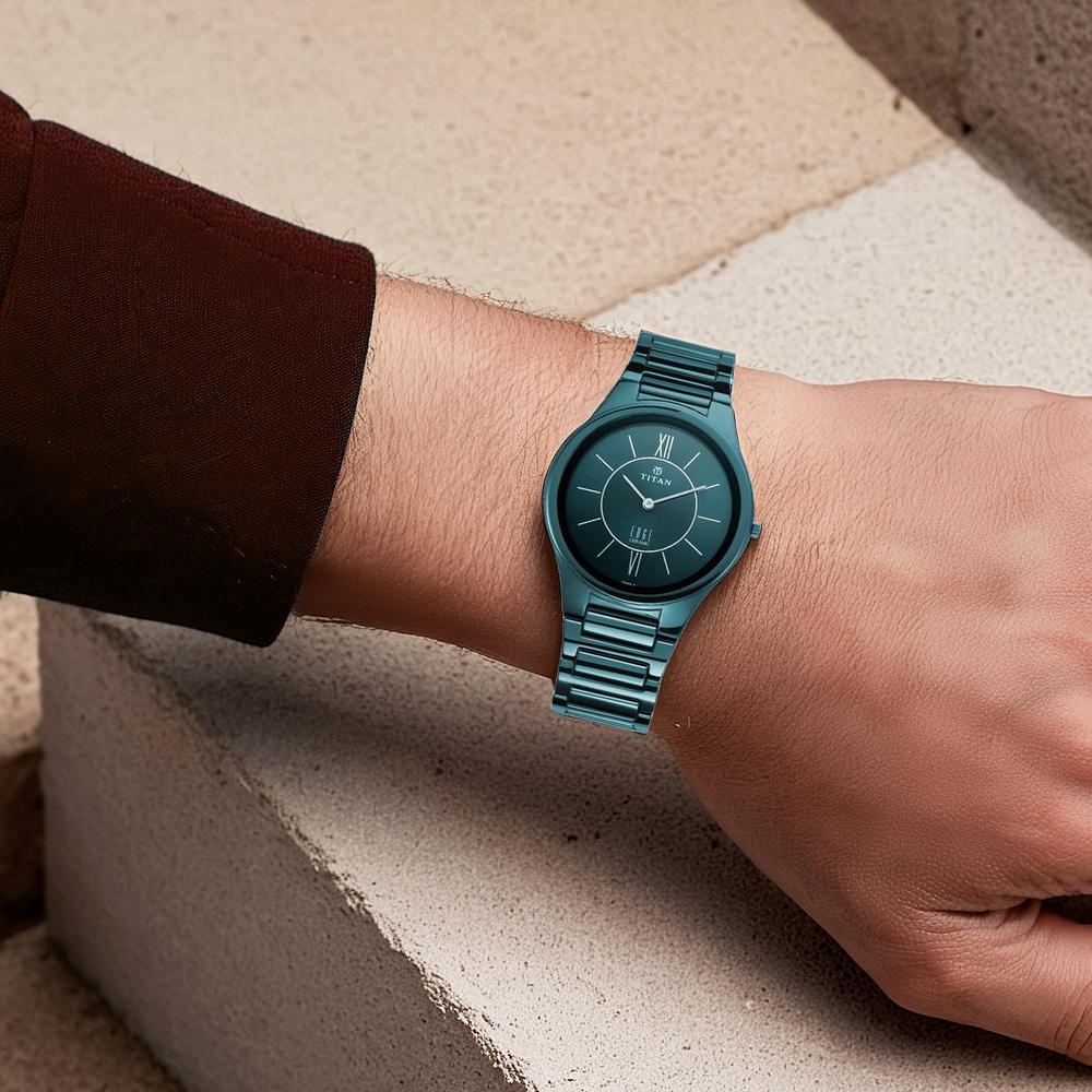 Buy Online Titan Edge Ceramic Slim Ceramic Strap Glossy Electric Blue ...