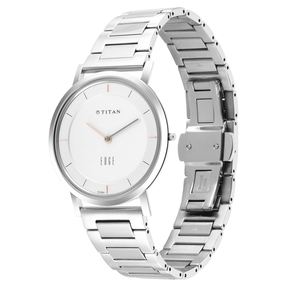 Buy Online Titan Edge Silver White Dial Analog Stainless Steel Strap ...