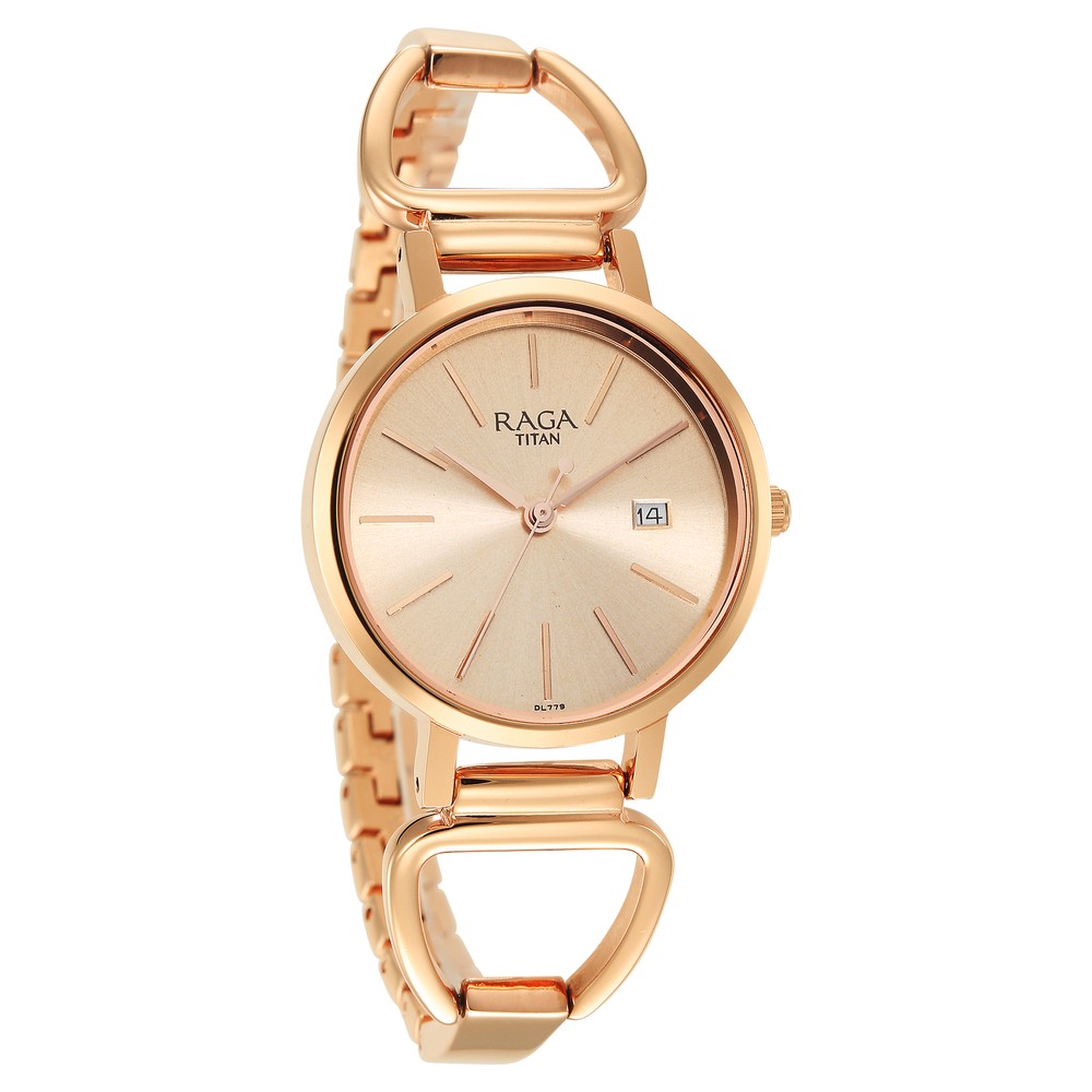 Buy Online Titan Rose Gold Dial Quartz Analog with Date Watch for Women ...