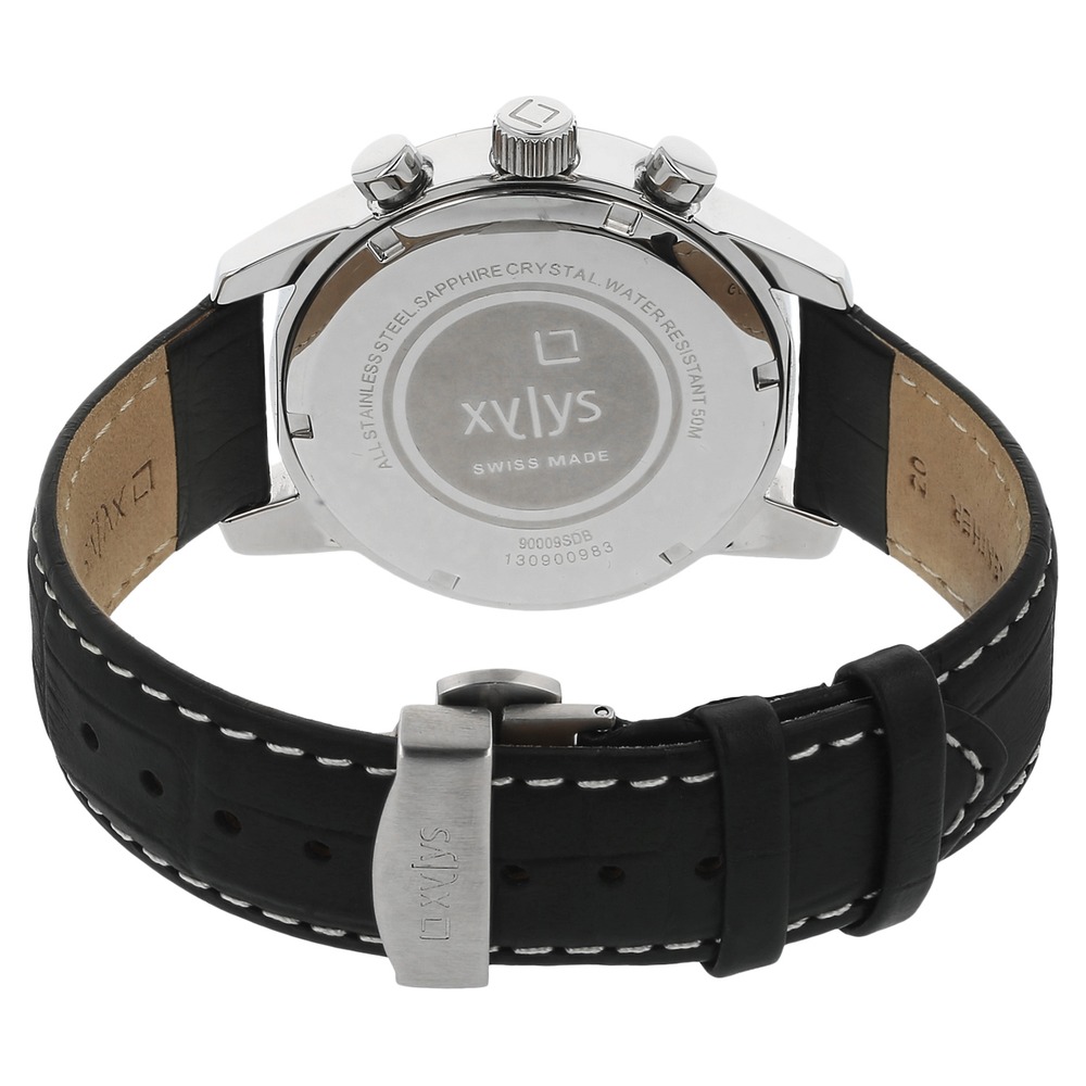 Buy Online Xylys Swiss Chronograph Black Leather Strap and Blue Dial ...