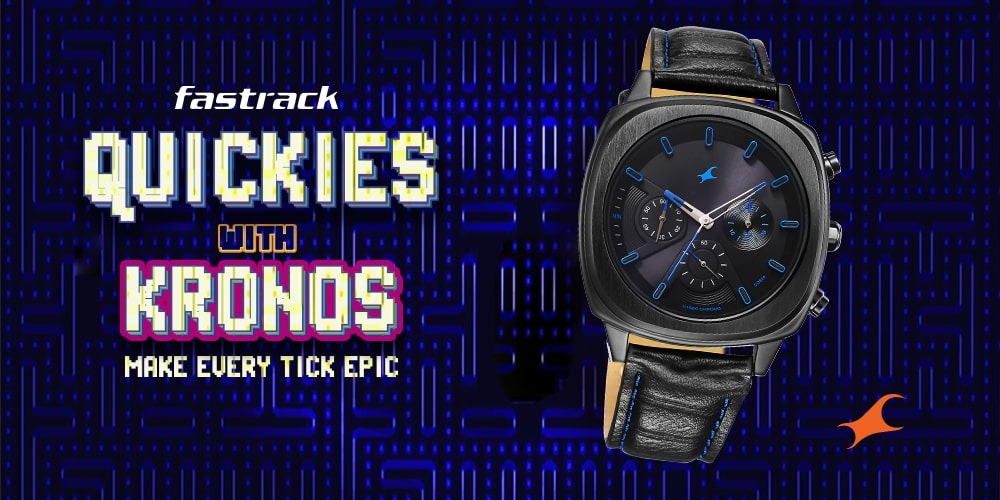 Buy Online Fastrack Kronos Chronograph Black Dial Black Leather Strap ...