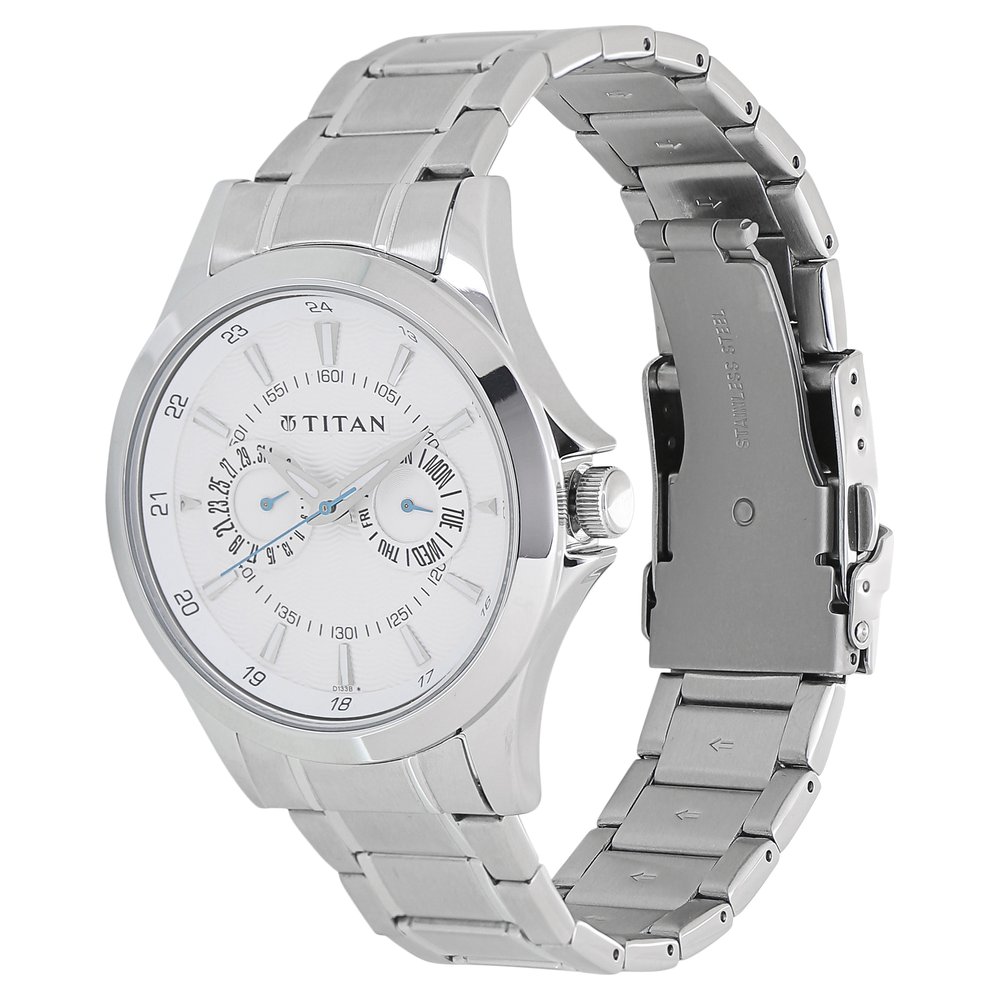 Buy Online Titan Quartz Multifunction Silver Dial Watch for Men ...