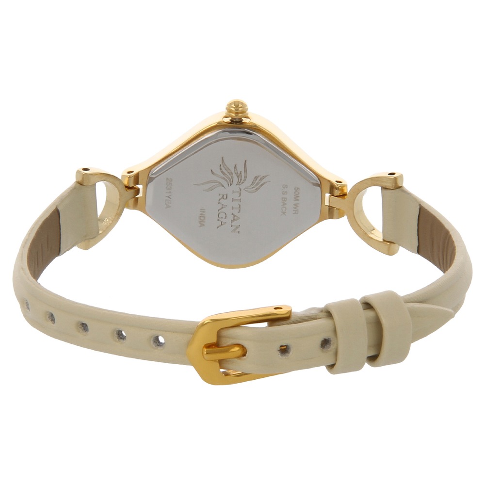 Buy Online Titan Raga Champagne Dial Analog Leather Strap Watch for ...