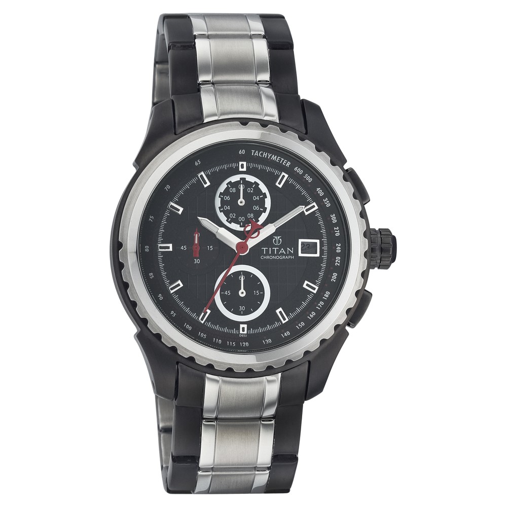 Buy Online Titan Quartz Chronograph Black Dial Watch for Men ...