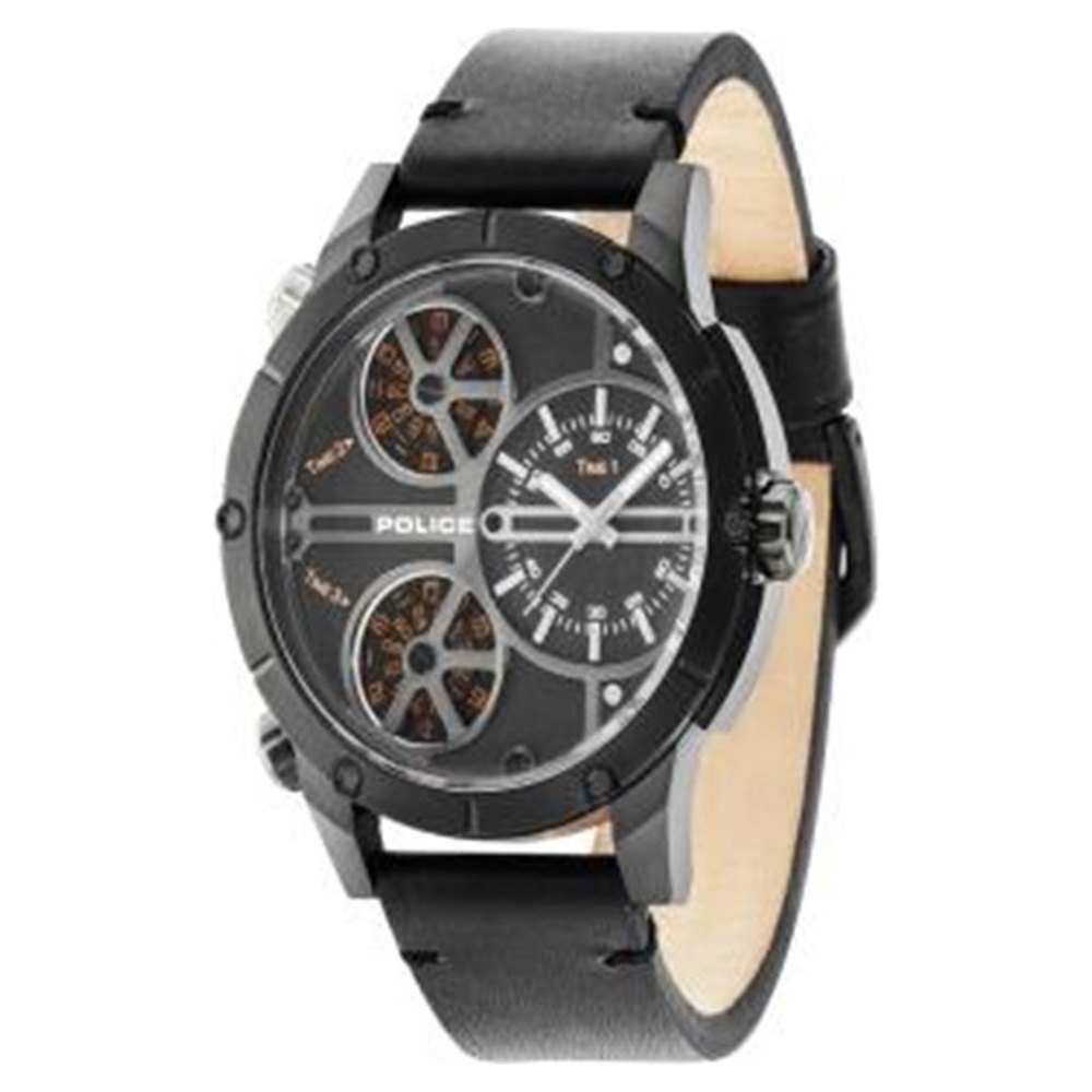 Buy Online Police Quartz Chronograph Black Dial Leather Strap Watch for ...