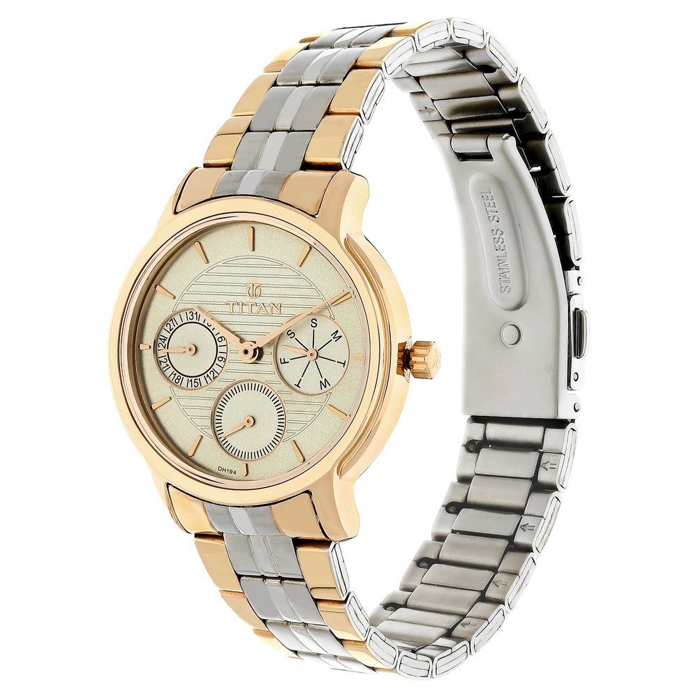 Buy Online Titan Workwear Beige Dial Women Watch With Stainless Steel ...