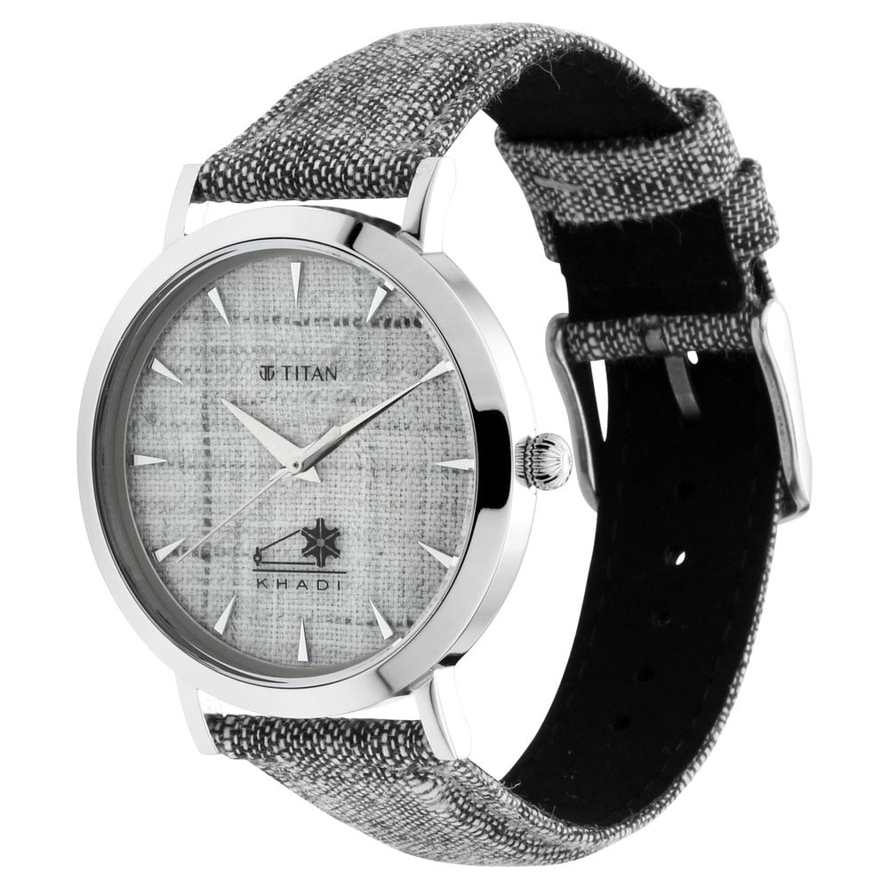 Buy Online Titan Khadi Grey Dial Analog Stainless Steel Strap Watch for Men - 1740sl07 | Titan