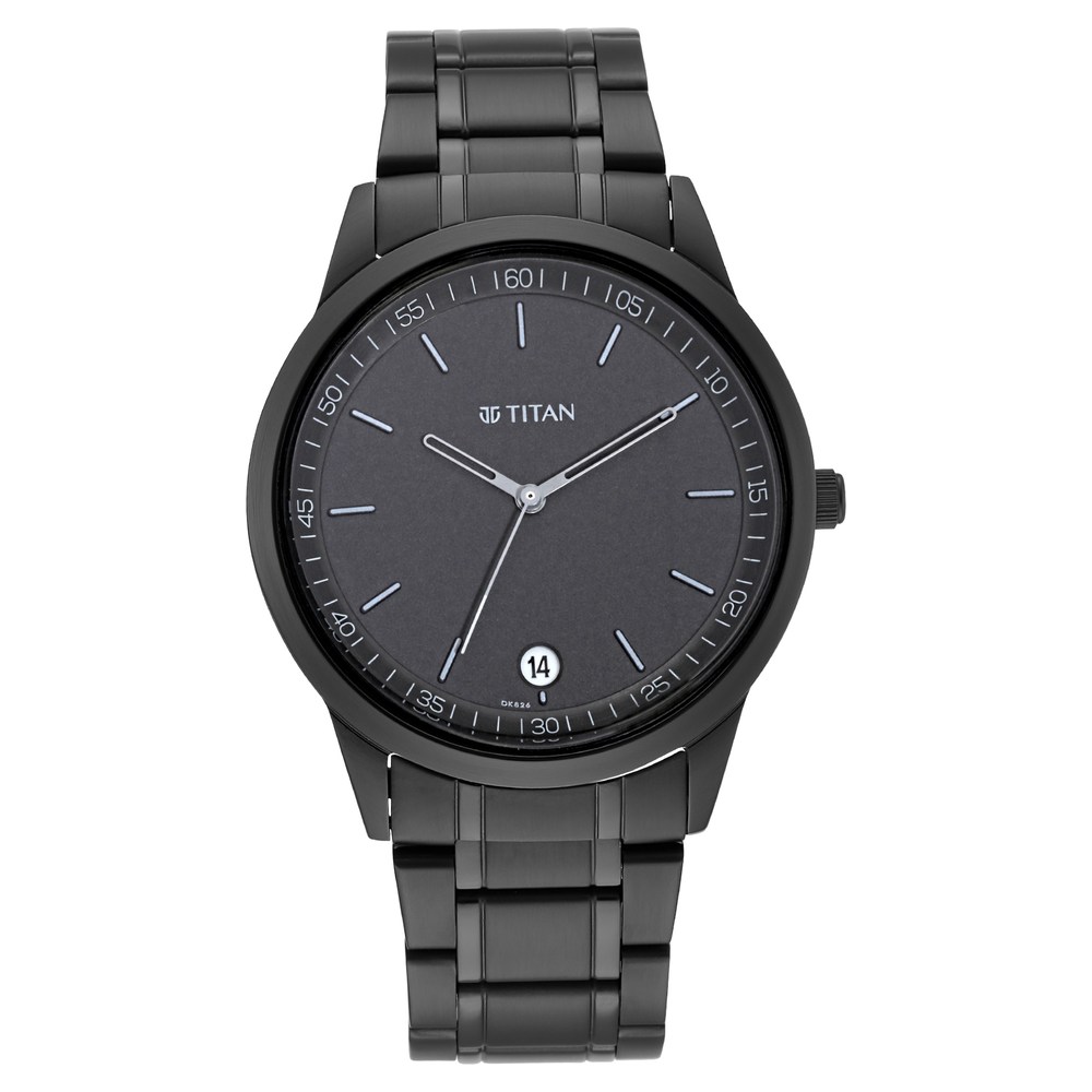 Buy Online Titan Minimals Quartz Analog with Date Black Dial Black ...