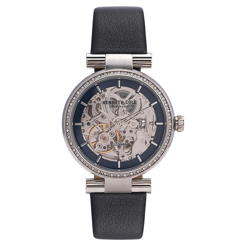 Buy Online Kenneth Cole Automatic Blue Dial Leather Strap Watch for ...