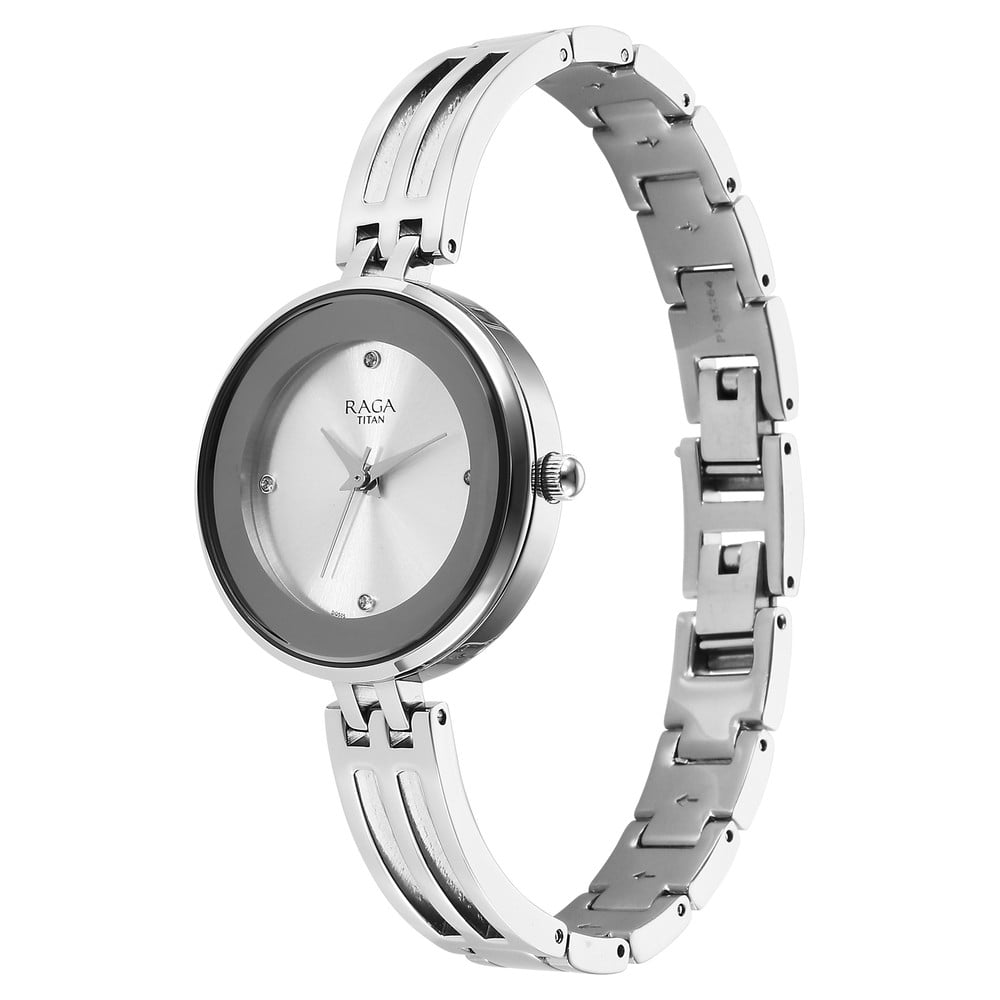 Buy Online Titan Raga Showstopper Quartz Analog Silver Dial Metal Strap ...