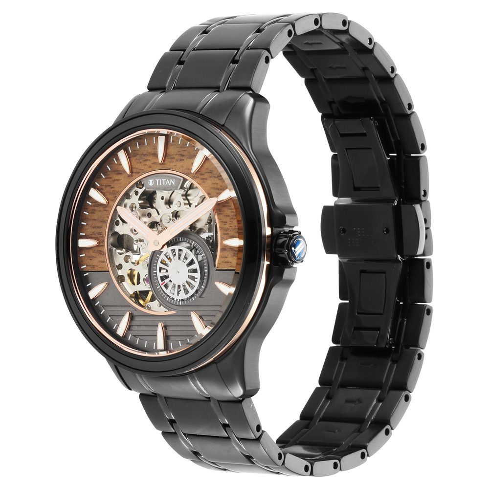 Buy Online Titan Automatic Black Dial Stainless Steel Strap Watch for ...