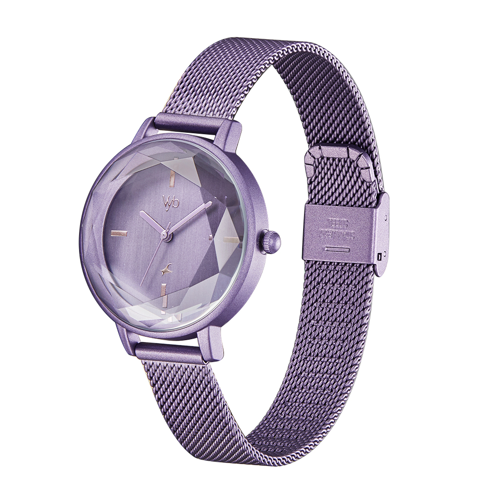 Buy Online Fastrack Vyb Aurora Quartz Analog Purple Dial Stainless ...