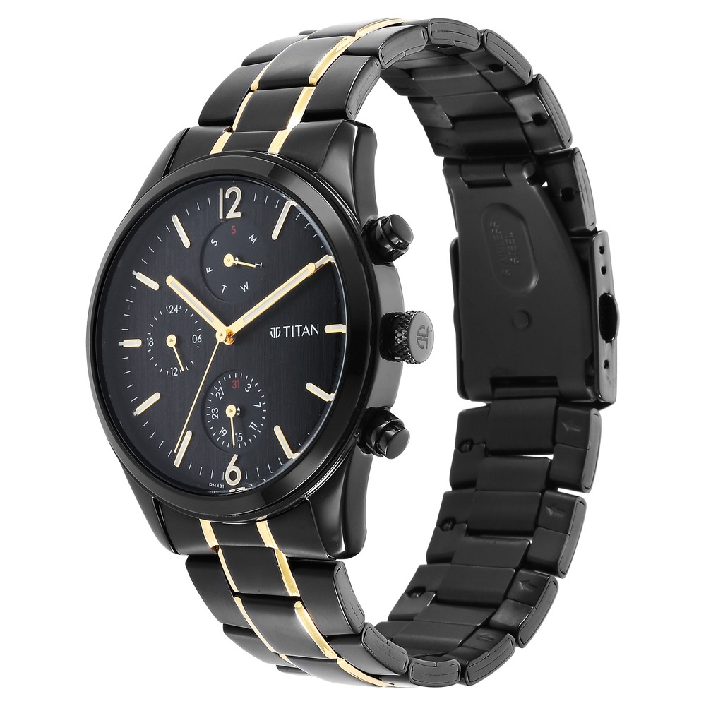 Buy Online Titan Black and Gold Anthracite Dial Analog Stainless Steel ...