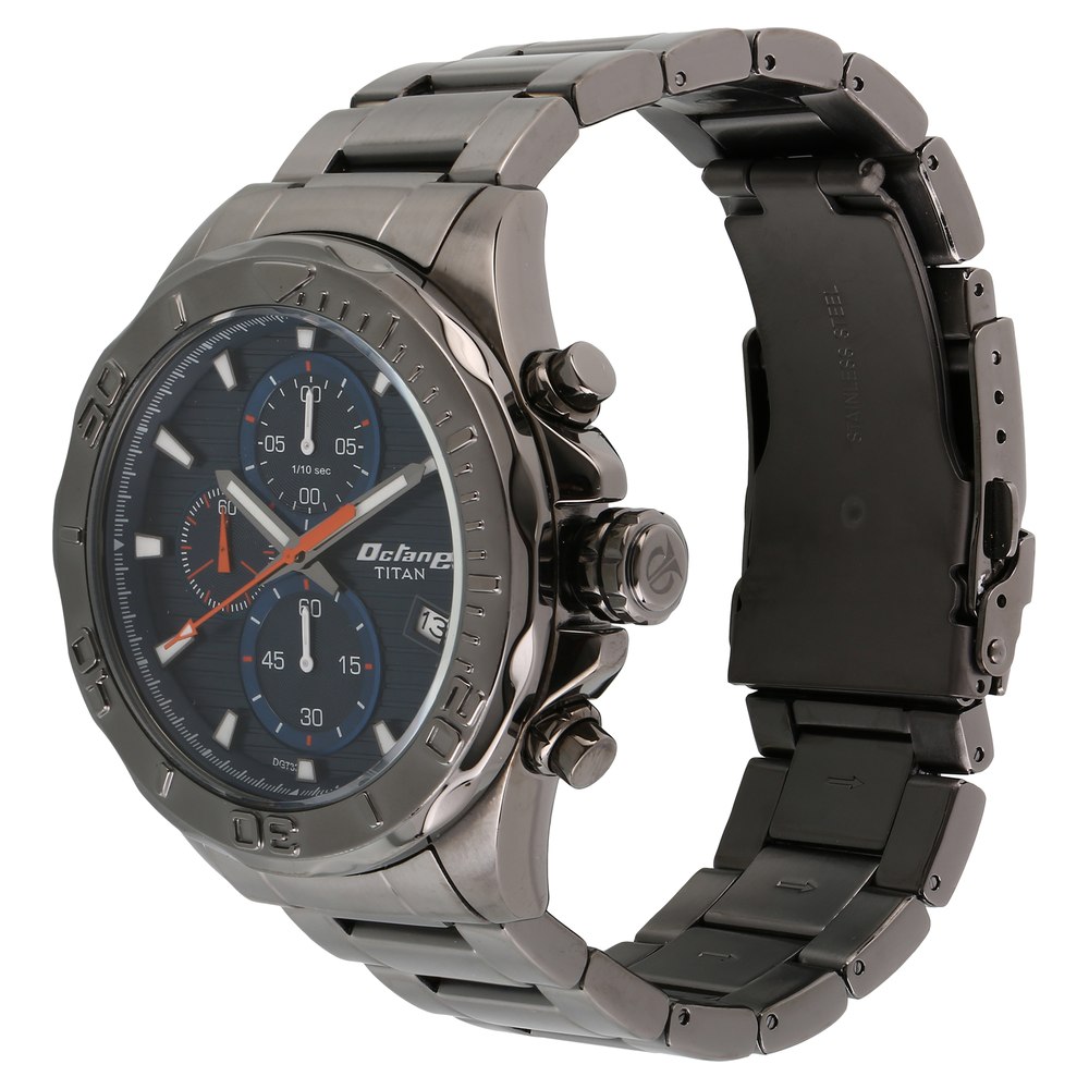 Buy Online Titan Quartz Chronograph Blue Dial Stainless Steel Strap ...