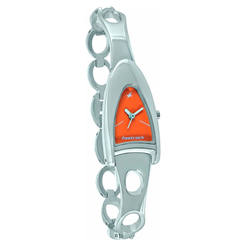 Buy Online Fastrack Quartz Analog Orange Dial Metal Strap Watch for ...