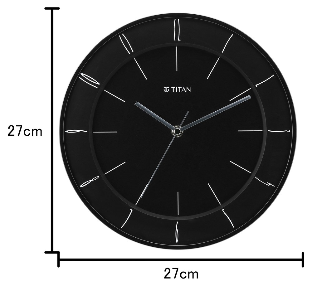 Buy Online Titan Contemporary Black Wall Clock with Domed Glass - 27 cm ...