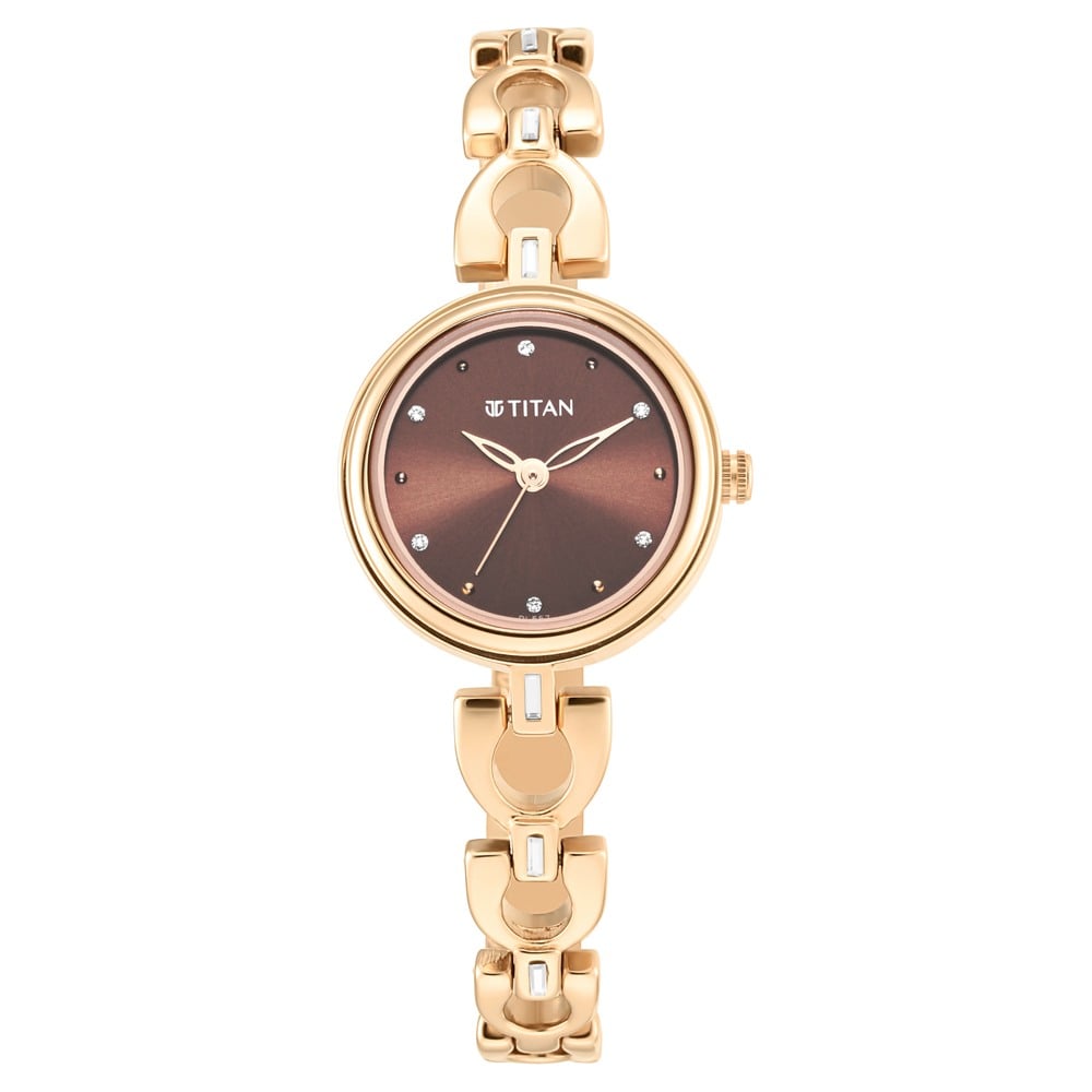 Buy Online Titan Lagan Brown Dial Analog Metal Strap Watch for Women ...