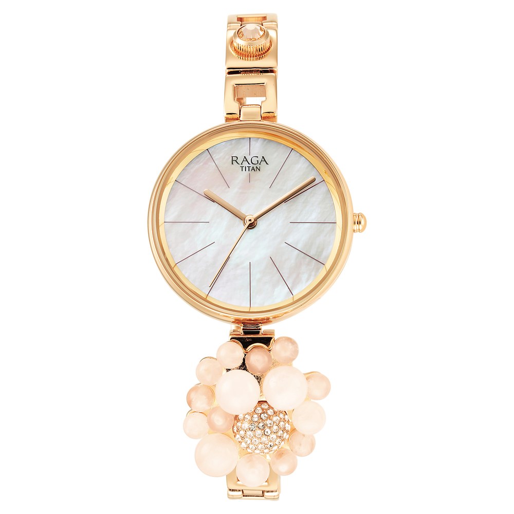 Buy Online Titan Raga Delight Mother Of Pearl Dial Analog Metal Strap ...