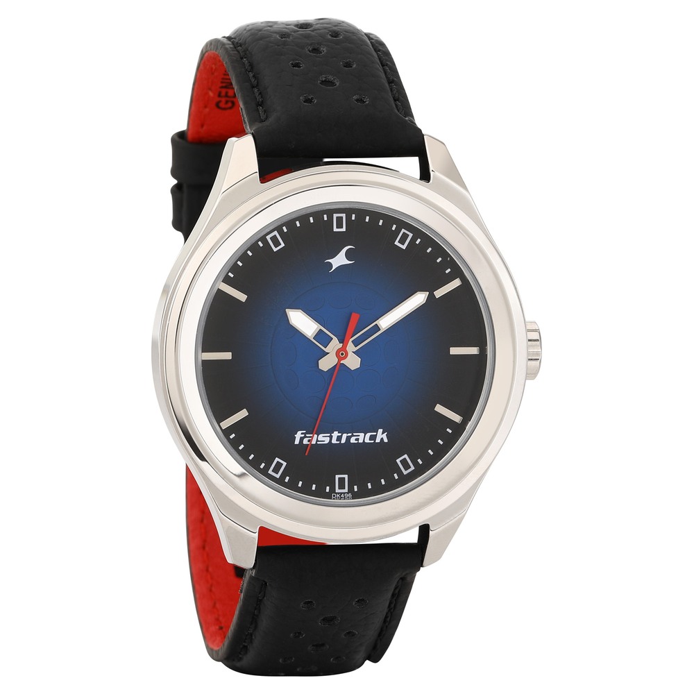 Buy Online Fastrack Sunburn Quartz Analog Blue Dial Leather Strap Watch ...